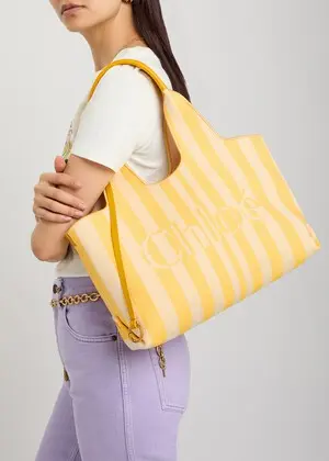 Chloé Striped Jacquard Canvas East-west Tote Bag - Yellow