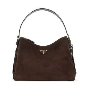 Prada Suede Shoulder Bag - Brown