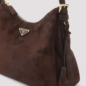 Prada Suede Shoulder Bag - Brown