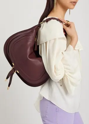 Chloé Marcie Medium Leather Shoulder Bag - Dark Purple