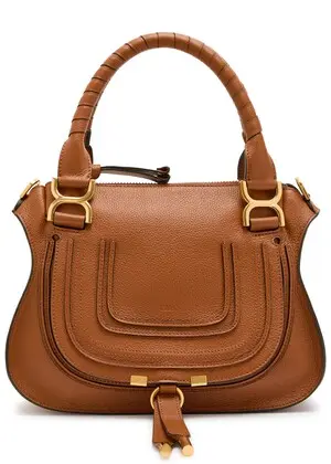 Chloé Marcie Small Grained Leather Shoulder Bag - Tan