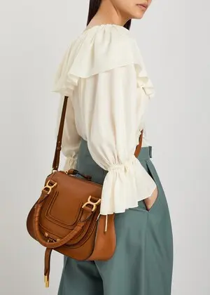 Chloé Marcie Small Grained Leather Shoulder Bag - Tan