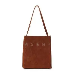 Marni Small Museo Hobo Bag In Suede - Brown