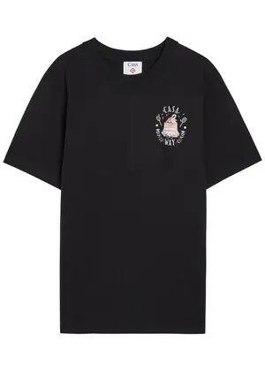 Casablanca Casaway Printed Cotton T-shirt - Black