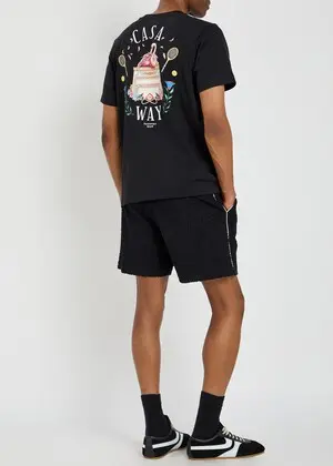 Casablanca Casaway Printed Cotton T-shirt - Black