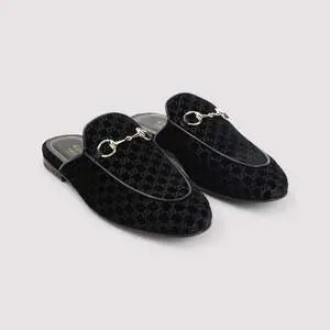 Gucci Princetown Gg Velvet Mules - Black