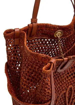 Chloé Logo Raffia Tote Bag - Brown