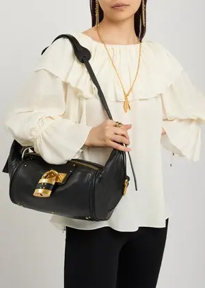 Chloé Paddington East-west Grained Leather Shoulder Bag - Black