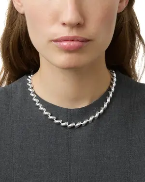 Lié Studio Edith Sculptural Collar Necklace, 16 - Silver