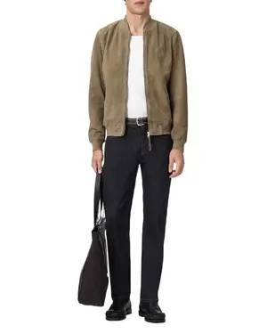 ALLSAINTS Morten Suede Bomber Jacket - Olive Green
