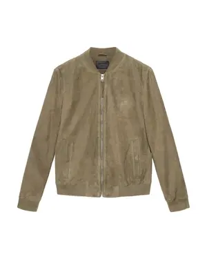 ALLSAINTS Morten Suede Bomber Jacket - Olive Green