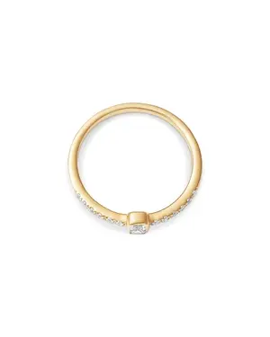 Bloomingdale'S Diamond Emerald Cut & Pave Stacking Ring In 14k Yellow 0.25 Tcw