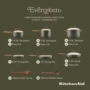 KITCHENAID Hard Anodized Ceramic Induction 12 Piece Cookware Set