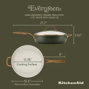 KITCHENAID Hard Anodized Ceramic Induction Evergreen 2 Qt. Covered Saute Pan