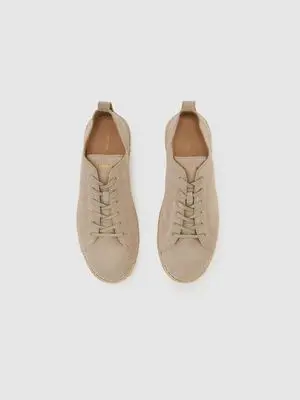 REISS Cade Suede Espadrille Lace-up Trainers - Stone