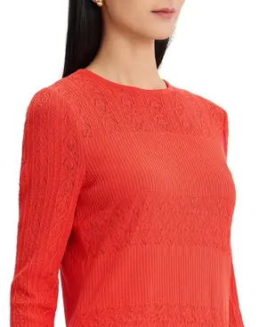 Misook Classic Lined Pointelle Soft Knit Tunic