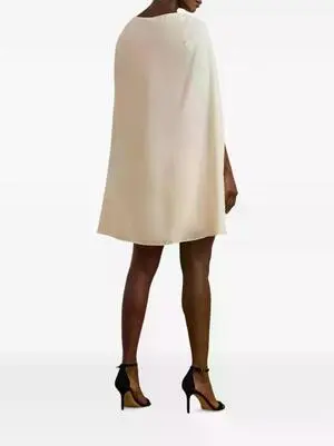 Ralph Lauren Cream Georgette Cape Overlay Mini Dress - Neutrals