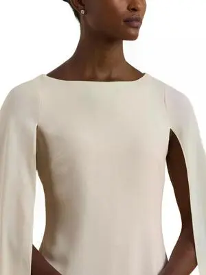 Ralph Lauren Cream Georgette Cape Overlay Mini Dress - Neutrals