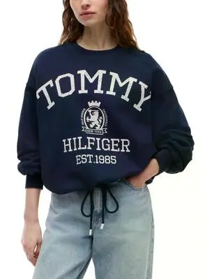 Tommy Hilfiger Crest Logo Drawstring Hem Sweater - Blue