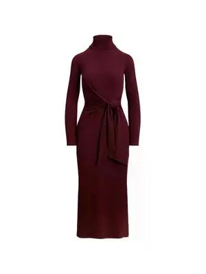 Ralph Lauren Tie-front Turtleneck Dress - Red