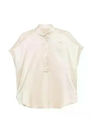 Brunello Cucinelli Sand Beige Monili Detail Short Sleeve Shirt