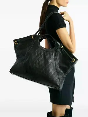 Balmain Large Leather Tote - Black