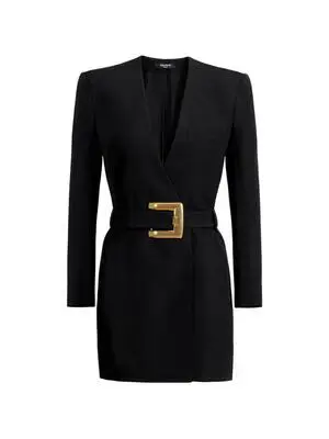 Balmain Short Belted Virgin Wool Dress