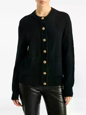 Balmain Quilted Knit Cardigan - Black