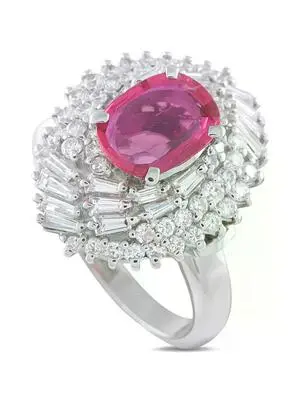 LB EXCLUSIVE Ruby And Diamond Platinum Ring - Silver