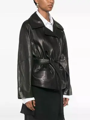 ADRIANNA FERETTI Belted Leather Jacket