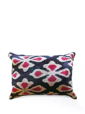LES-OTTOMANS Ikat-print Cushion - Blue