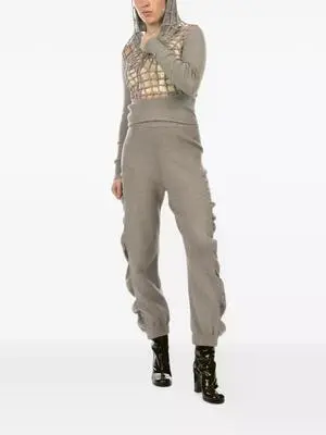 ISA BOULDER Long-sleeve Hoodie With Open-knit Floral Motif