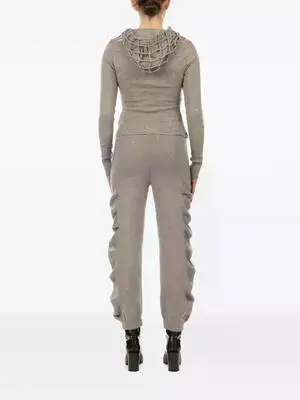 ISA BOULDER Long-sleeve Hoodie With Open-knit Floral Motif