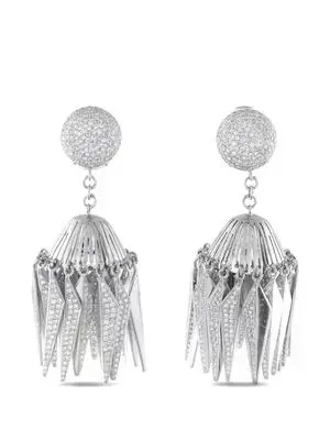 NEIL LANE Dangle Diamond Earrings In Platinum - Silver