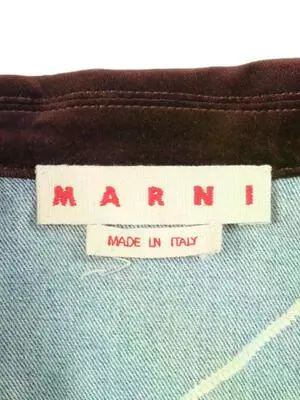 Marni 2010s Floral Appliqué Contrast Collar Denim Jacket