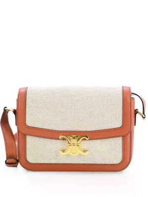 Celine Triomphe Shoulder Bag In Canvas And Leather - Brown
