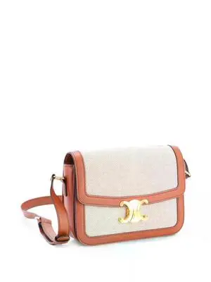 Celine Triomphe Shoulder Bag In Canvas And Leather - Brown