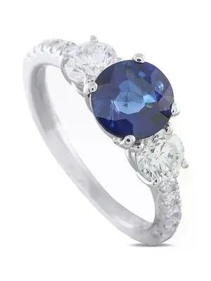 LB EXCLUSIVE Sapphire And Diamond Platinum Ring - Silver