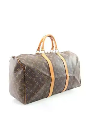 LOUIS VUITTON Monogram Canvas Keepall Boston Luggage Bag - Brown