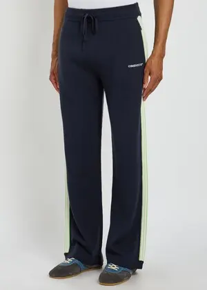 Casablanca Logo-embroidered Merino Wool Track Trousers - Navy