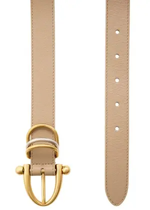 Chloé Leather Belt With Two-tone Ring Embellishments - Light Brown