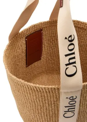 Chloé Woody Large Logo-print Raffia Basket Bag