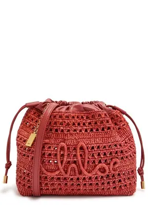 Chloé Raffia And Leather Cross-body Pouch - Red