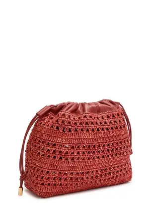 Chloé Raffia And Leather Pouch - Red