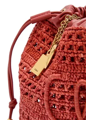 Chloé Raffia And Leather Pouch - Red