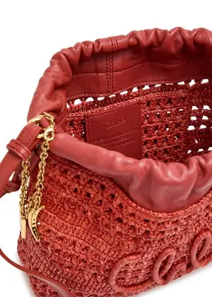 Chloé Raffia And Leather Pouch - Red