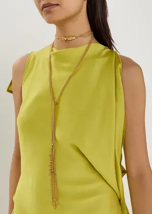 Chloé Brass Belt-embellished Logo Charm Drop Necklace