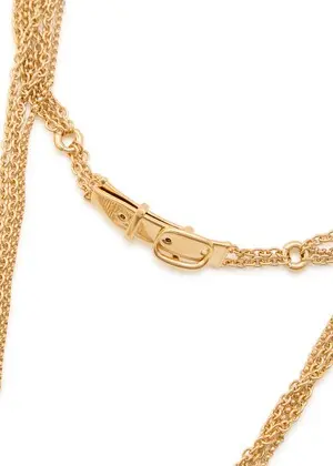Chloé Brass Belt-embellished Logo Charm Drop Necklace