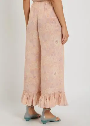Chloé Floral-print Silk Wide-leg Trousers - Pink