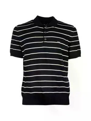 Prada Short-sleeved Striped Cotton Polo Shirt - Blue